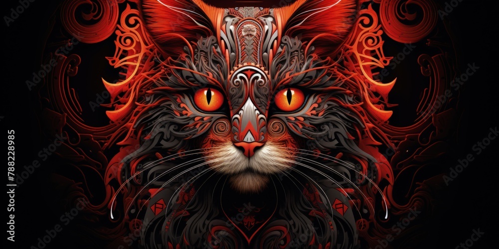 Portrayed in the intricate and detailed zentangle style, its fur ...