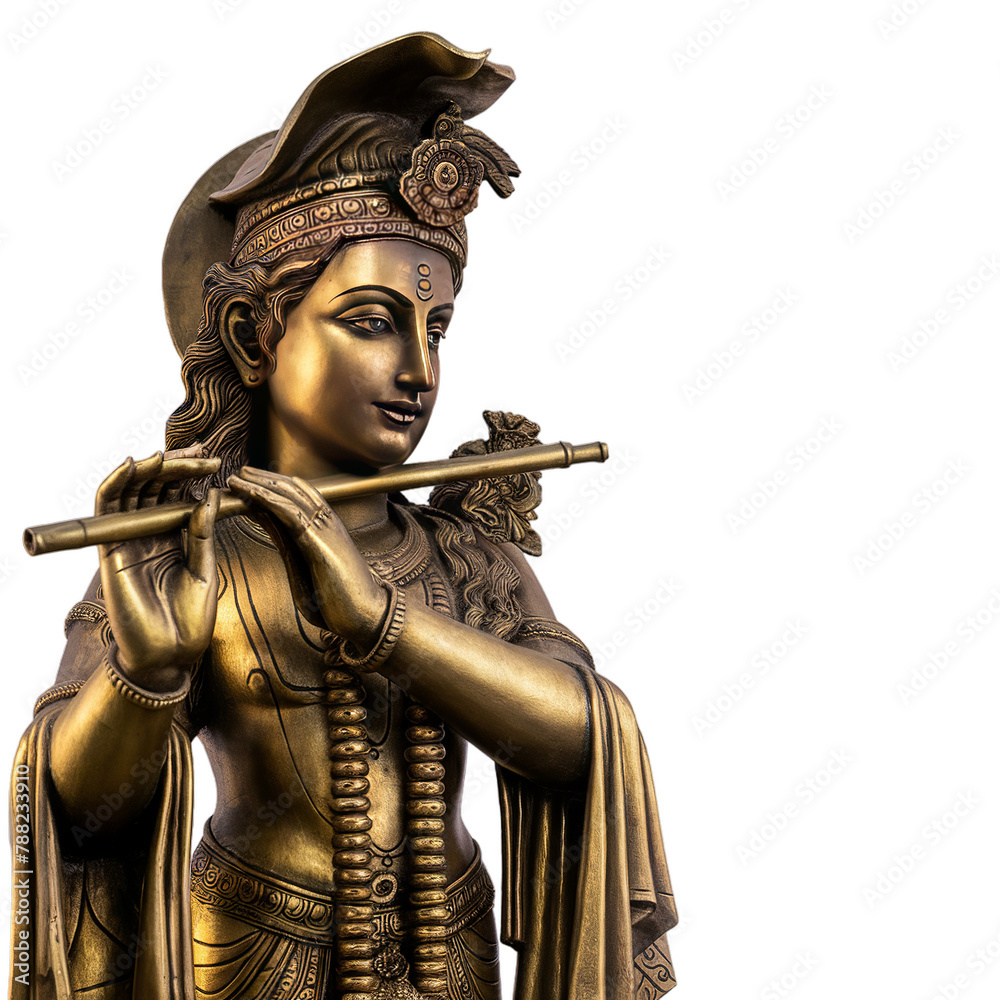 Krishna god Vishnu avatar brass statue isolated on transparent ...
