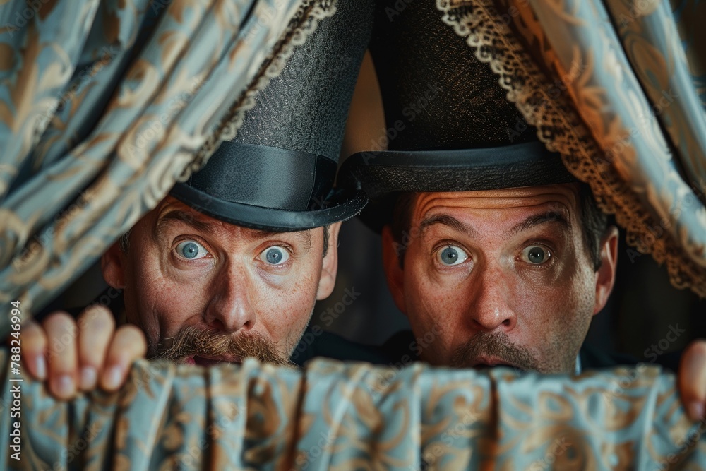 Surprised faces at a vintage magic show, wonder and amazement, timeless ...