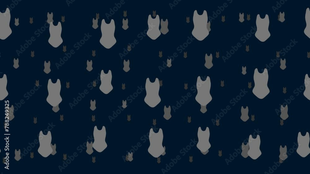 One-piece swimsuit symbols float horizontally from left to right ...