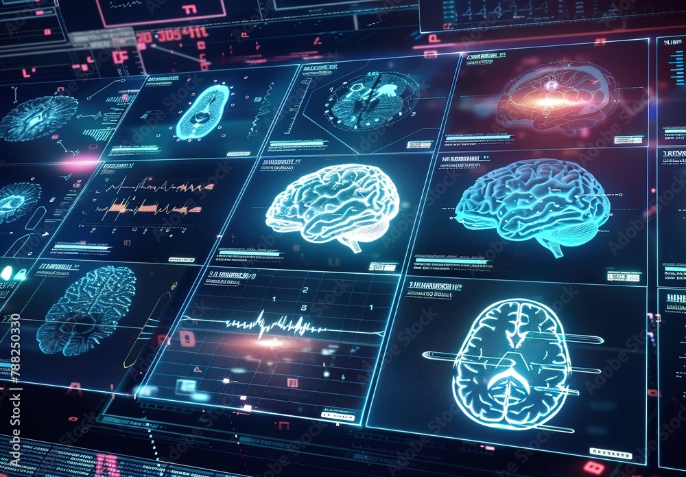 Advanced brain scanning technology displayed on a modern computer ...