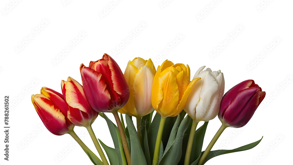 Tulip png pink yellow and red tulip png row of colorful tulip flowers ...