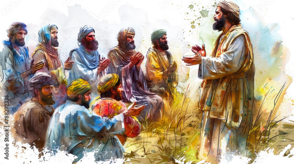 Jesus teaching his disciples the meaning of the parable of the sower ...