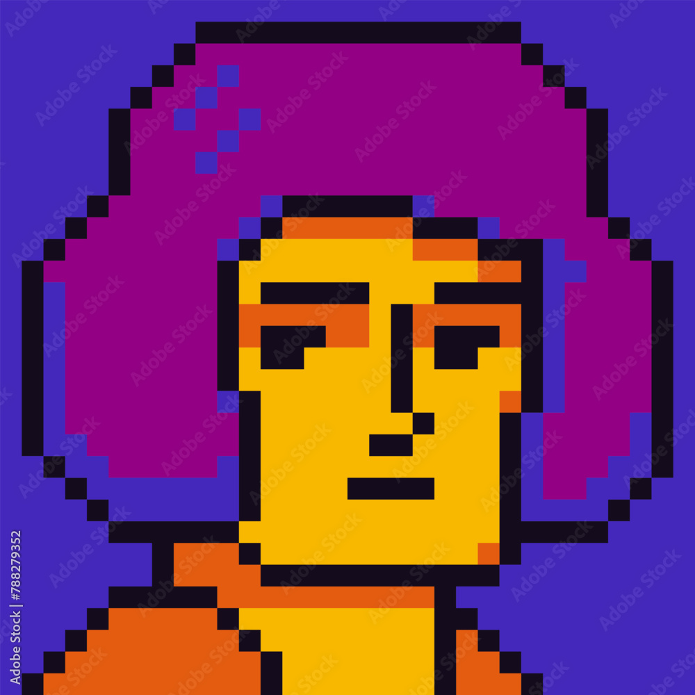 Pixel art young human face, 8-bit girl, avatar male character head ...