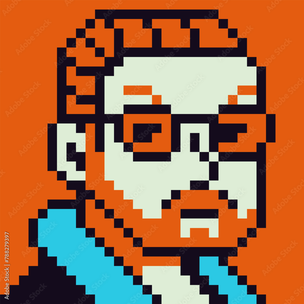 Pixel art red-haired male character 8-bit boy, hipster man avatar ...