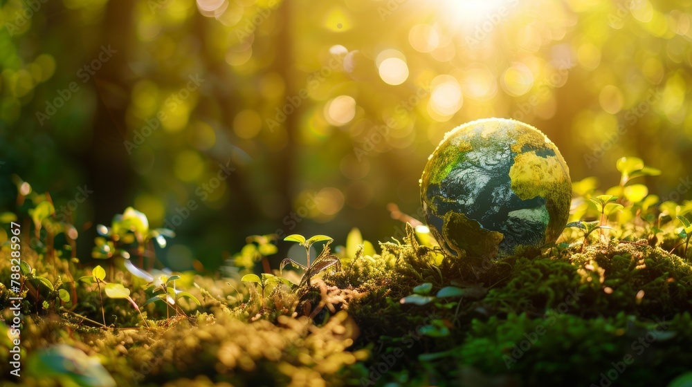 Earth Day Environment, global is green and has a blue and white design ...