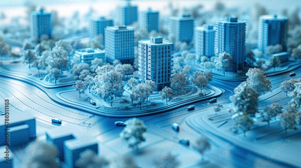 a detailed technical blueprint showcasing urban planning and city ...