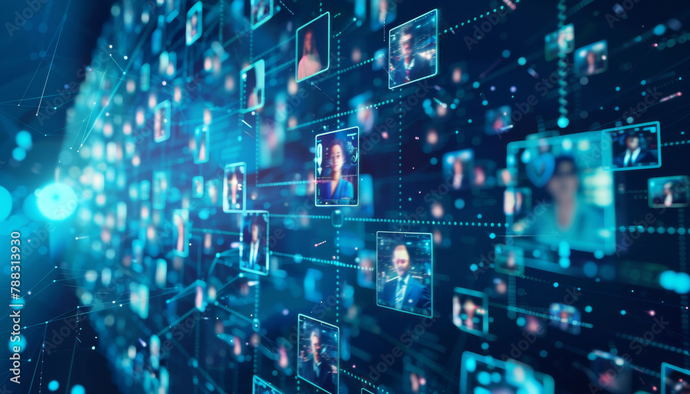 Hologram, futuristic or internet with people or technology for ...