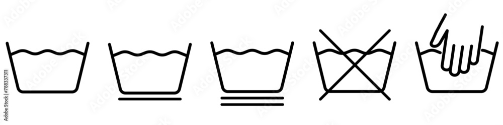Set of vector symbols for the care of textiles. Icons set of labeling ...
