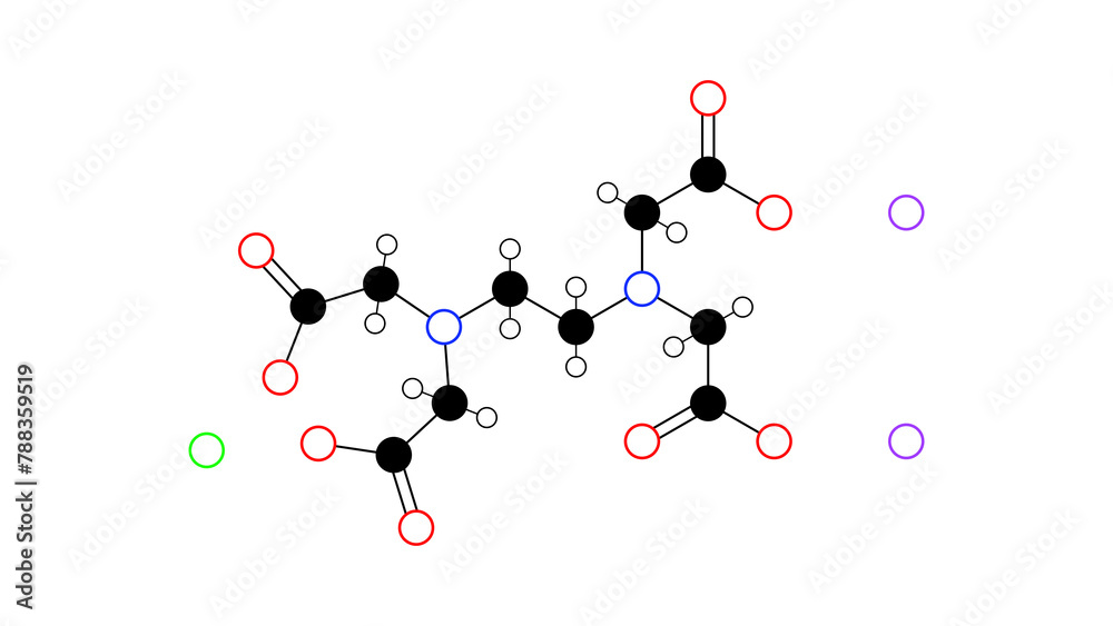 sodium calcium edetate molecule, structural chemical formula, ball-and ...