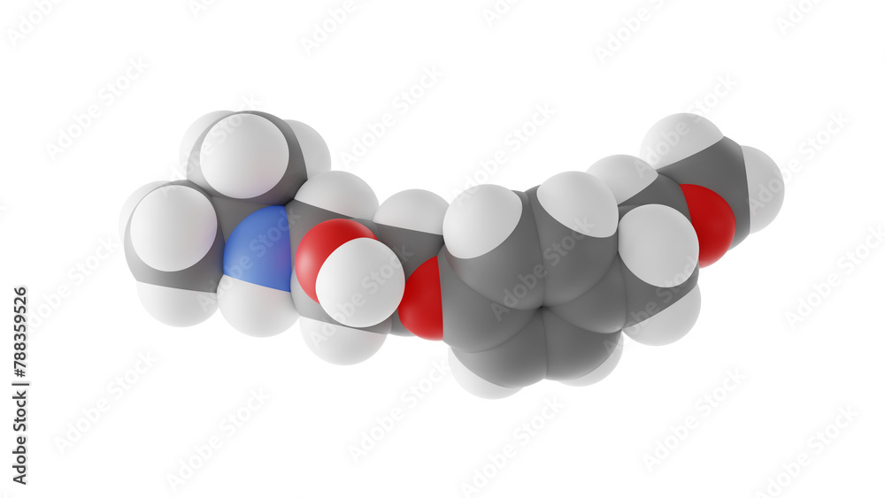 metoprolol molecule, lopressor, molecular structure, isolated 3d model ...
