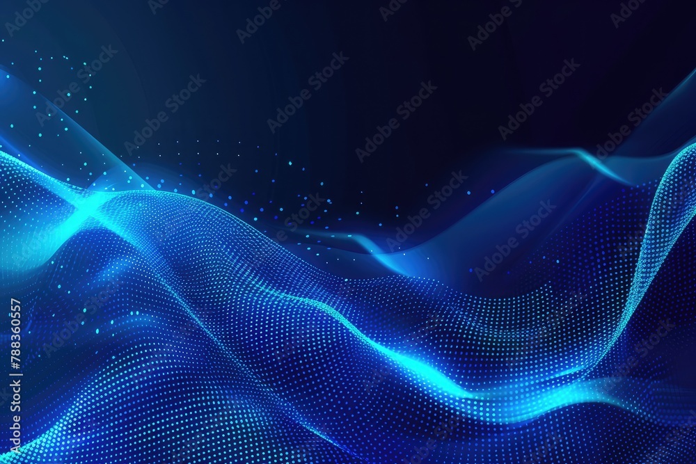 beautiful abstract wave technology background with blue light, digital ...