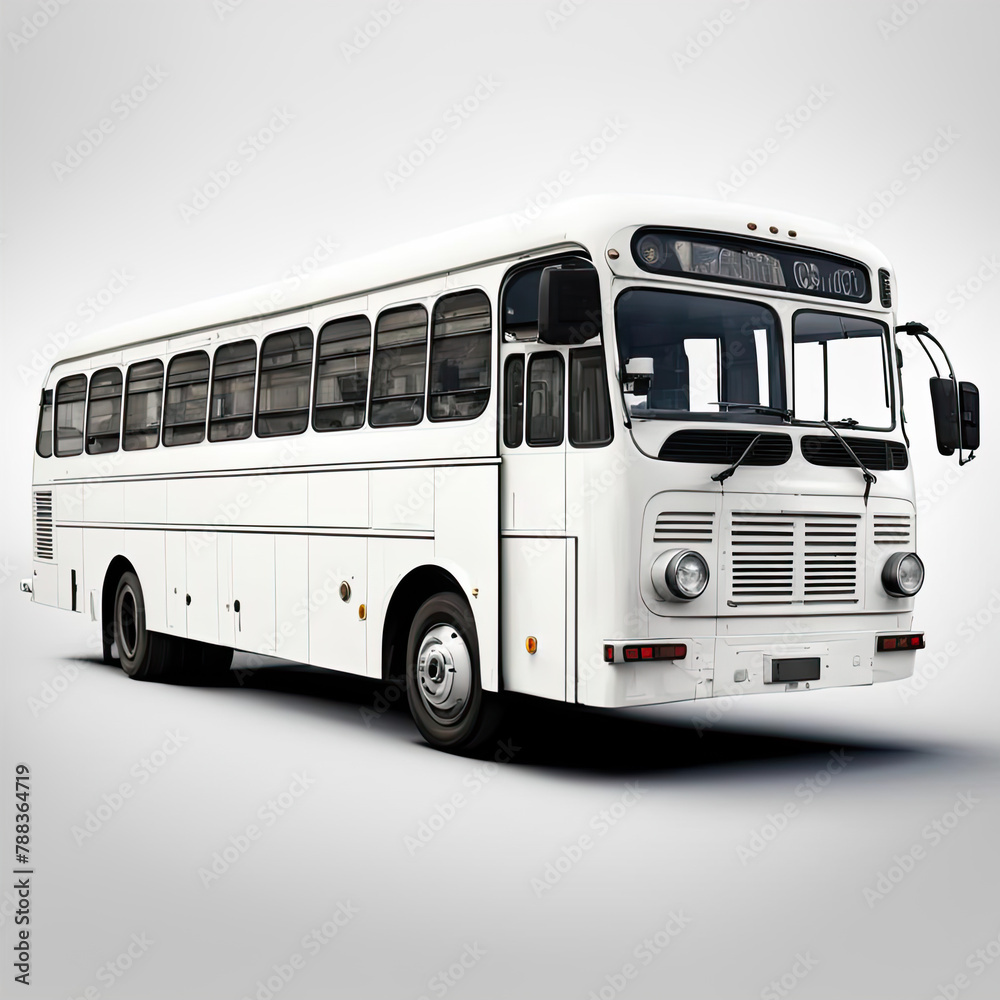 vintage bus illustration. white old shabby bus on a light background ...