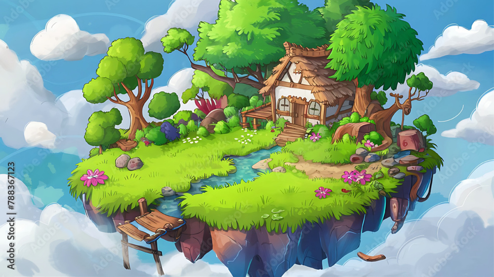 Cartoon background for story telling , animation , video games Stock ...