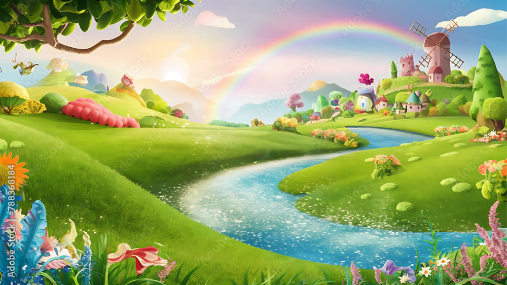 Cartoon background for story telling , animation , video games Stock ...