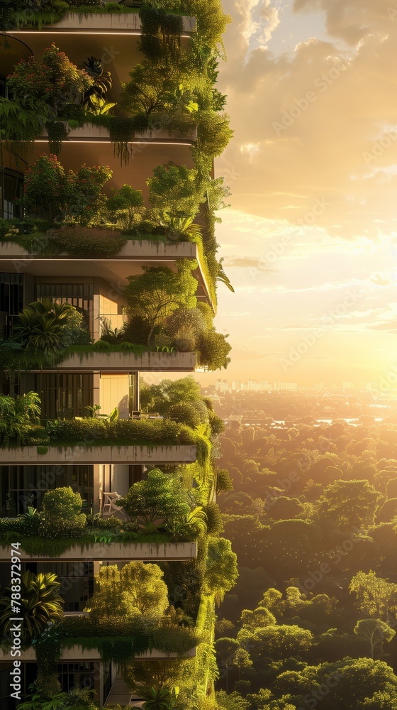 green building development with solar panels, green roofs, and ...