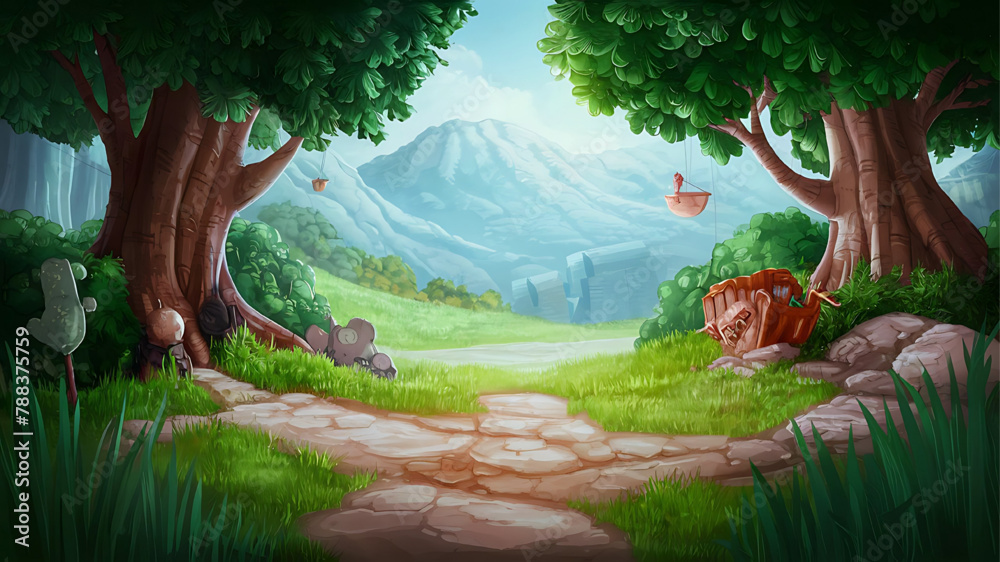 Cartoon background for story telling , animation , video games Stock ...