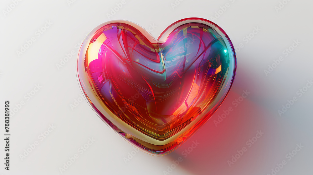 3D Rendering of heart in rainbow color. Minimal and abstract shape in ...