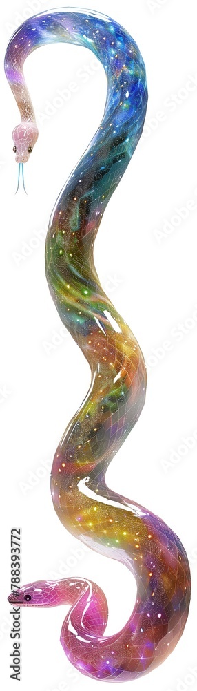 3D modeling figure of a cosmic snake, slithering through outer space ...