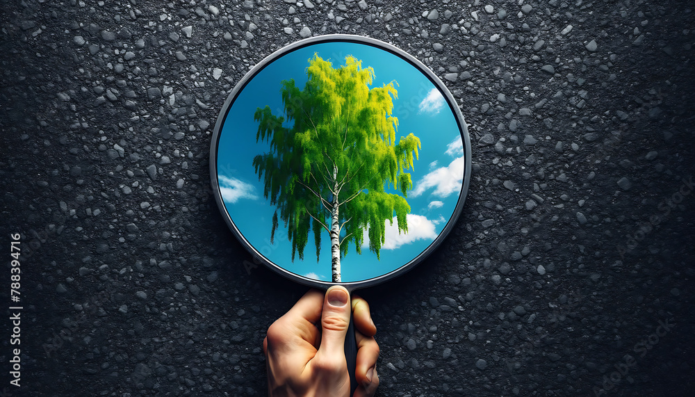 Nature's Focus A magnifying glass reveals the vivid details and lush ...