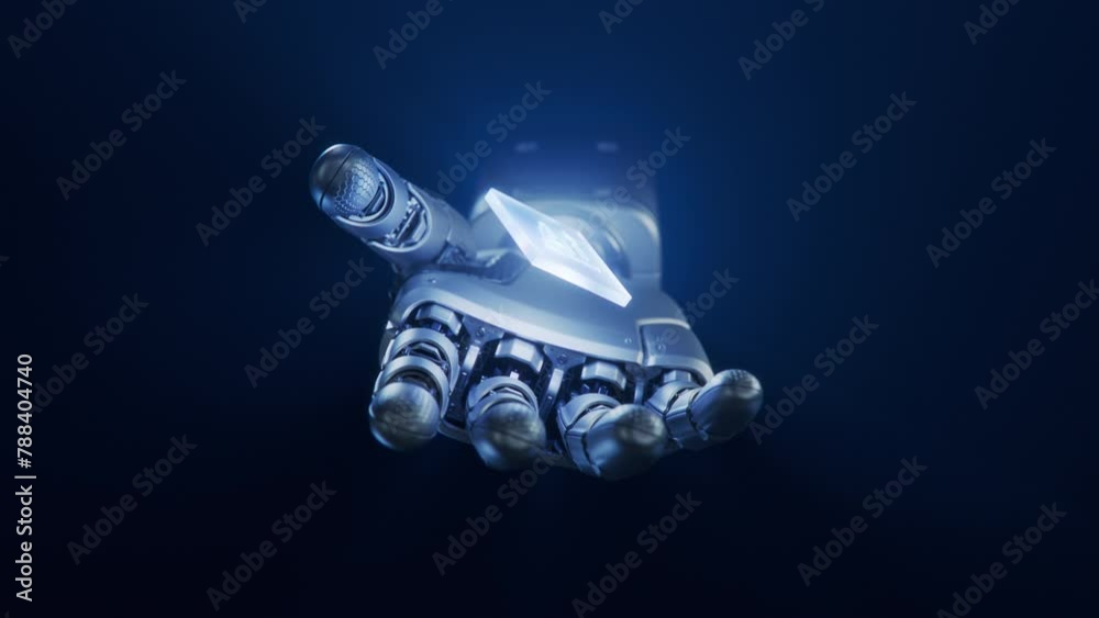 Metal Hand of Humanoid Robot Appearing and Offering Innovative and ...