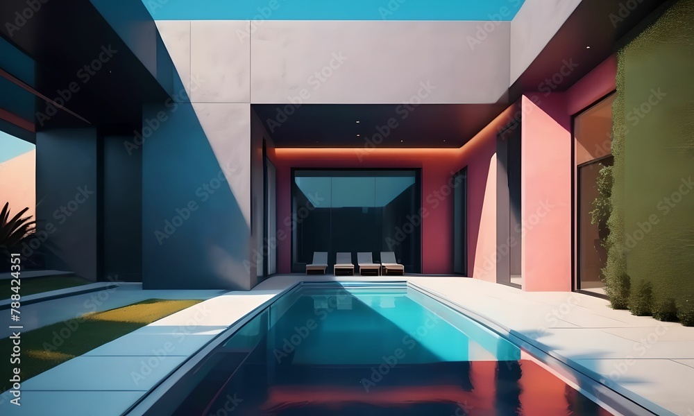Wallpaper representing a modern swimming pool. designed by the creative ...