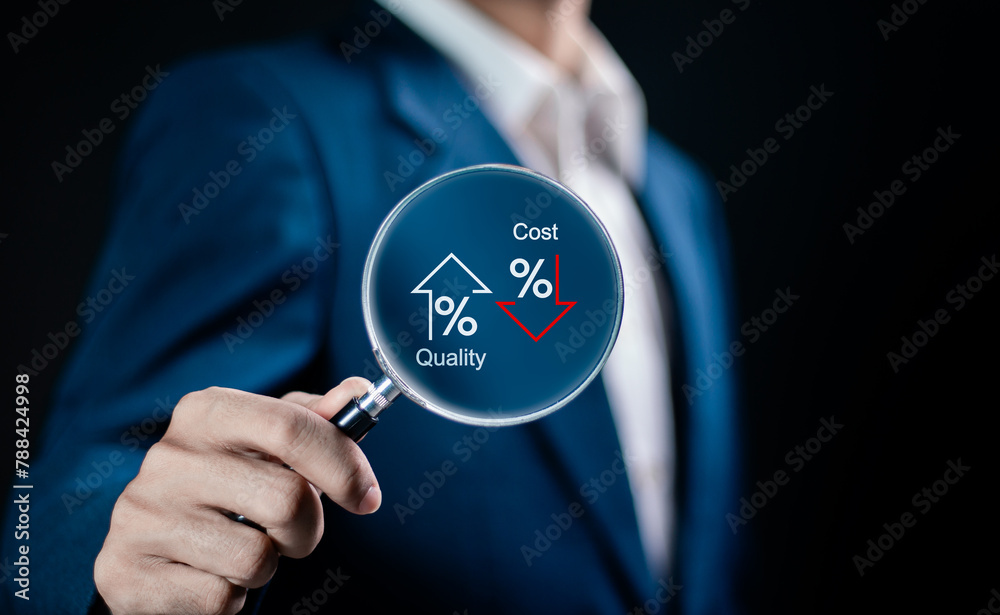 Cost and quality control concept. Cost optimization for products or ...