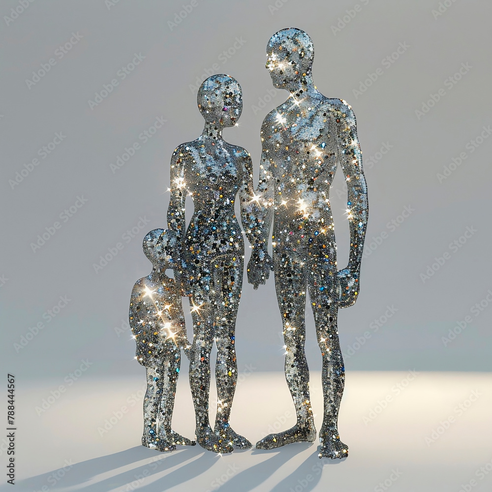 Brilliant 3D figure of family. Man, woman and their children in full ...