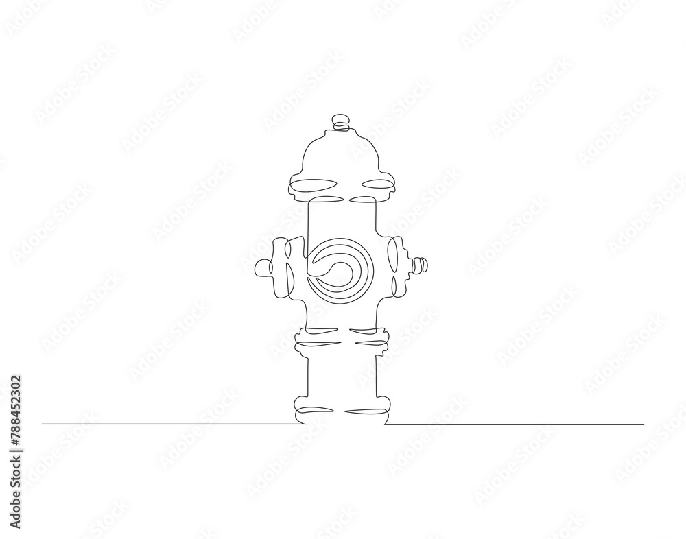 Continuous line drawing of hydrant. One line of hydrant for ...