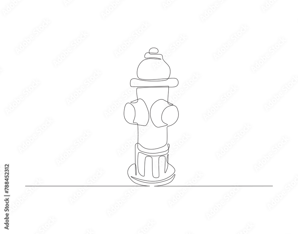 Continuous line drawing of hydrant. One line of hydrant for ...