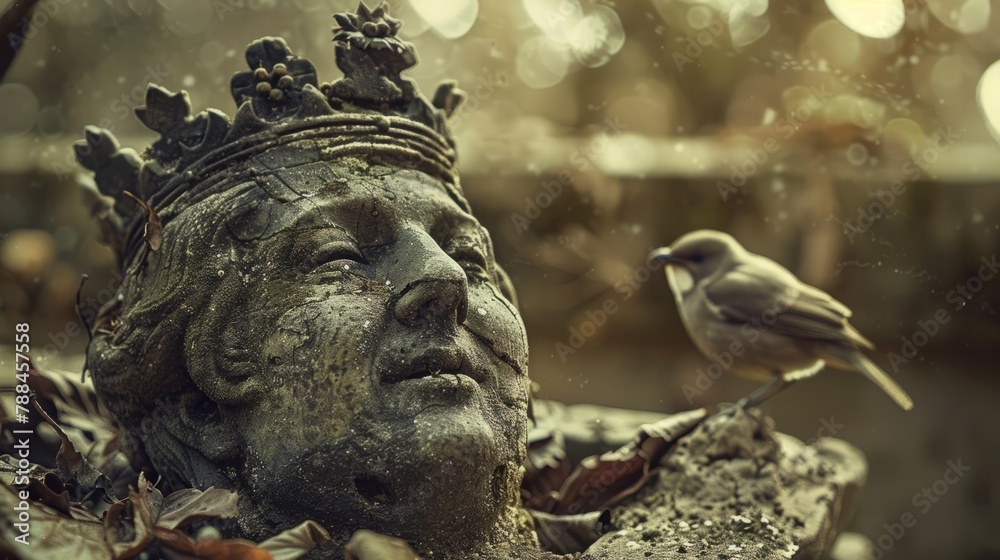 Qin , Juxtaposition, a sparrow on the broken head of a chinese king ...