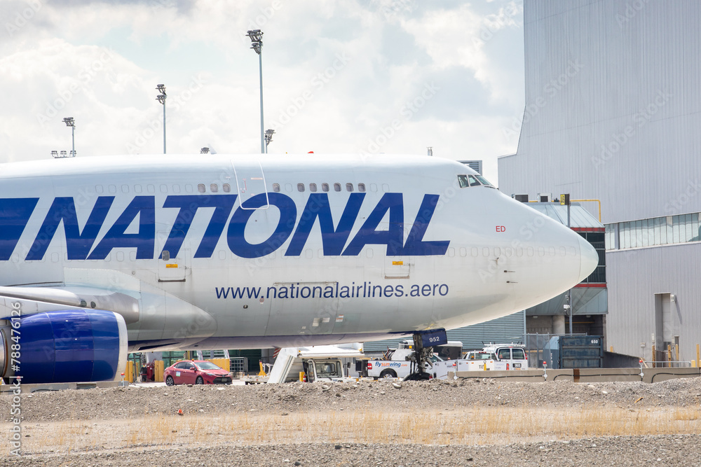 Toronto, Canada, April 7, 2023; The nose and bulbous front of a ...