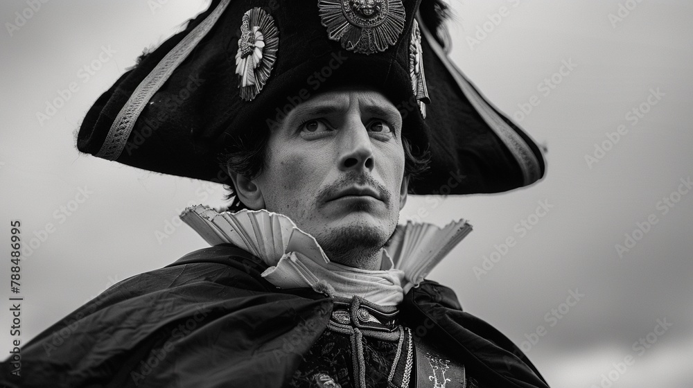 Man wearing a costume of Napoleon , the french historical emperor of ...