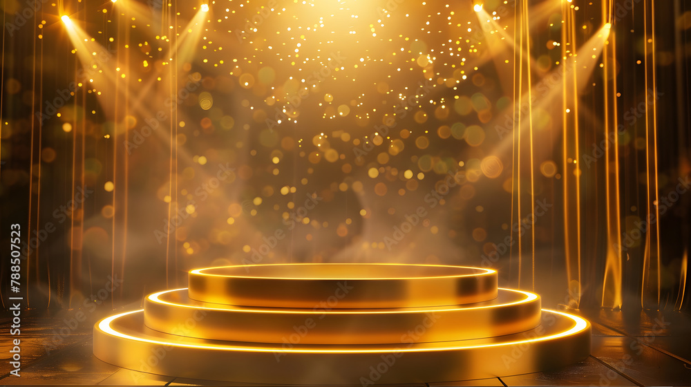 award stage golden product podium display copyspace background success ...