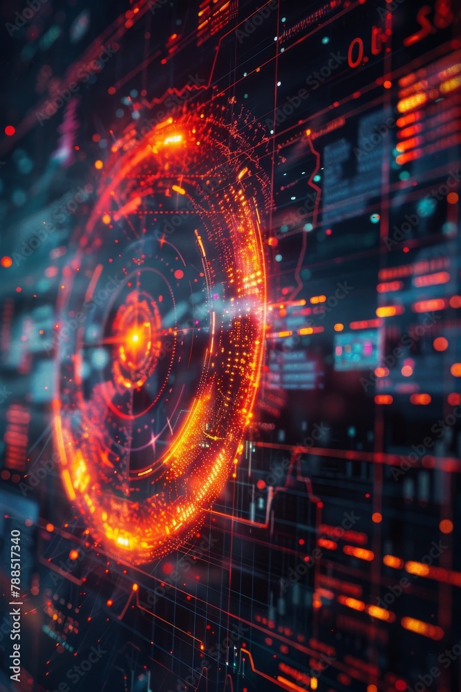 Craft a front-facing, minimalist digital rendering of dynamic data visualization patterns ...