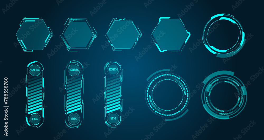 Set of abstract technology template future geometric shapes in ...