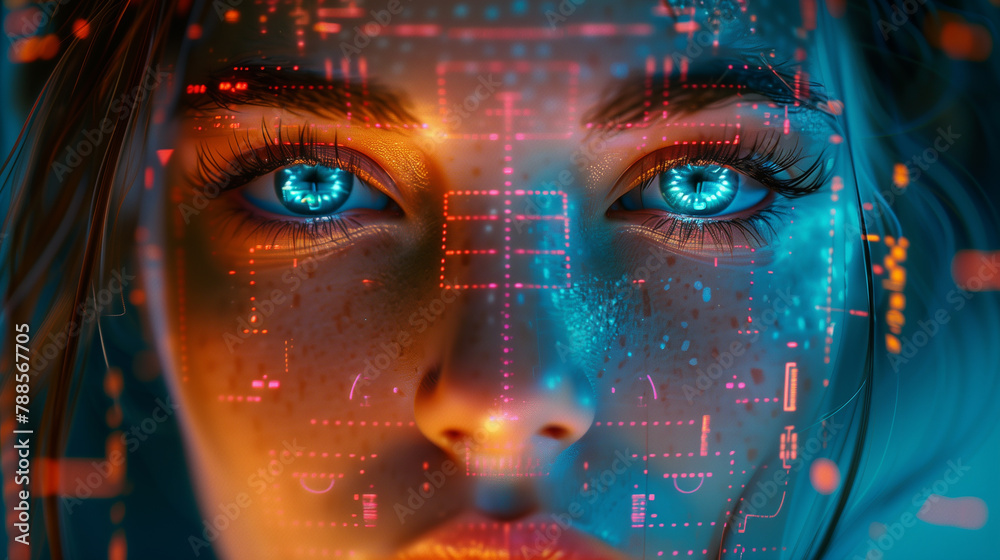 AI-powered facial recognition, deep fakes analyzing facial features in ...