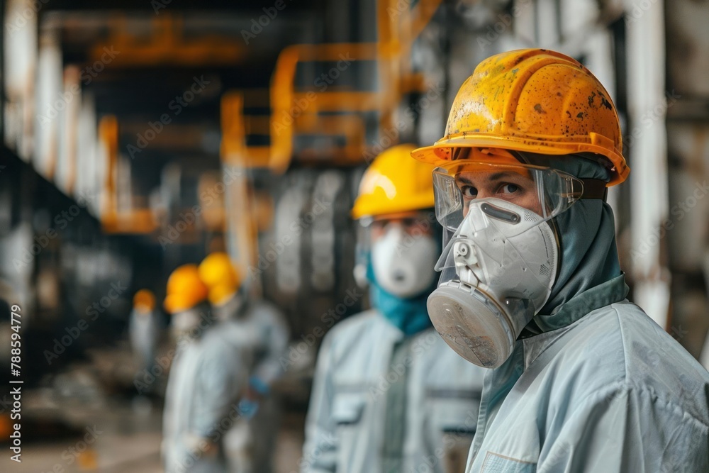 Demonstrating proper use of PPE in a work environment Stock Photo ...