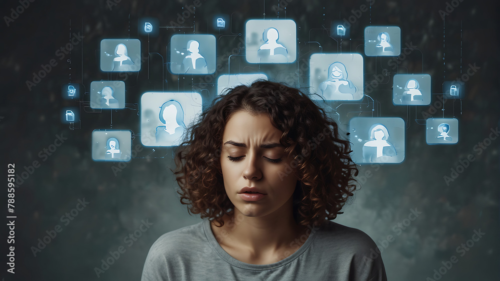 Social media addiction and mind clutter with social media concept with ...