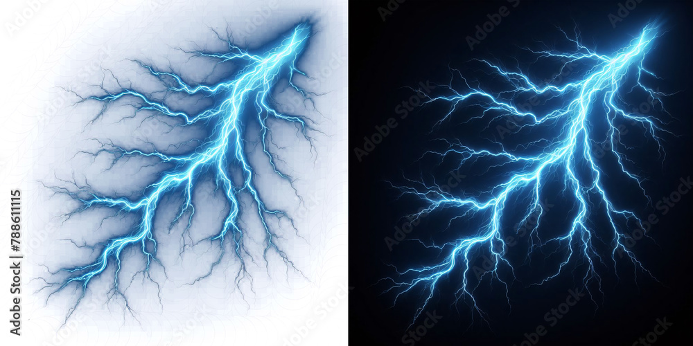 Blue Lightning Isolated on Transparent Background Translucent Colored ...