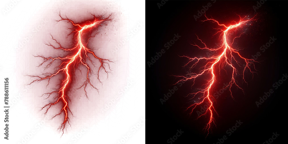 Red Lightning Bolt Isolated on Transparent Background Translucent ...