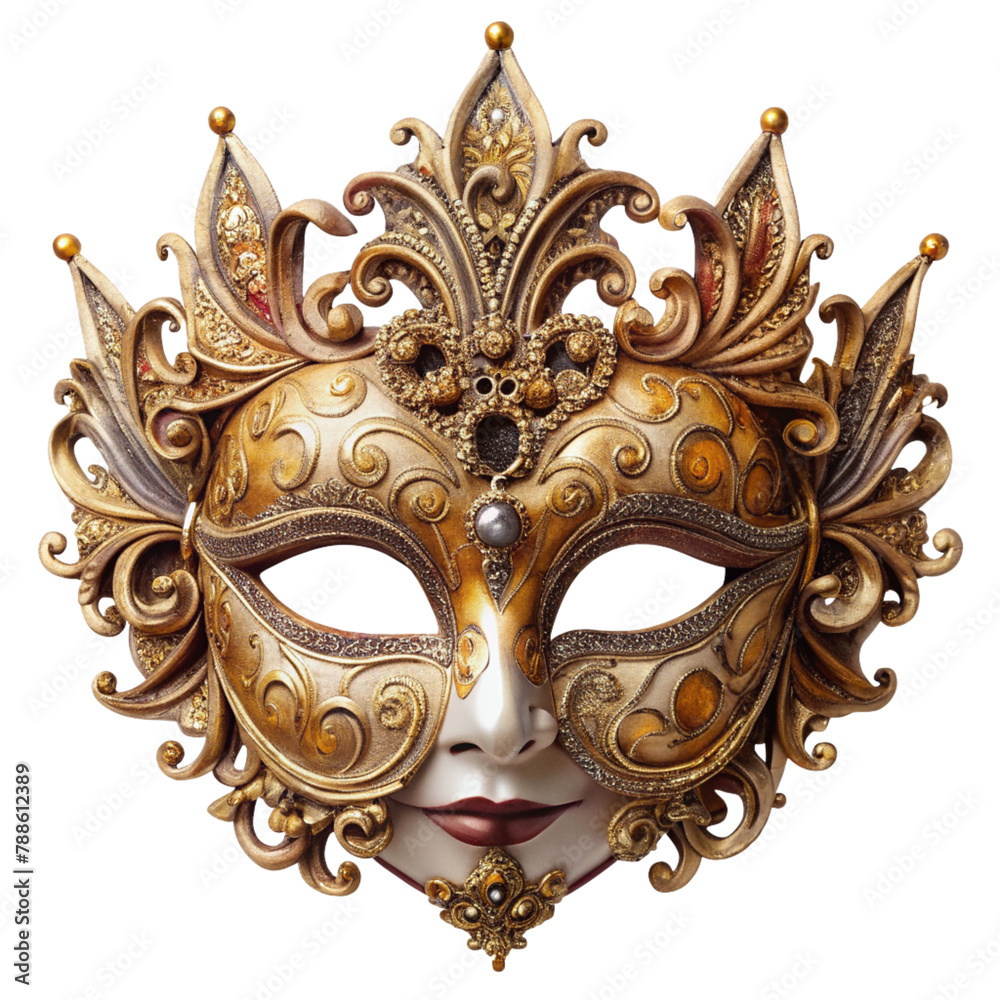 baroque masquerade mask isolated on transparent background, element ...