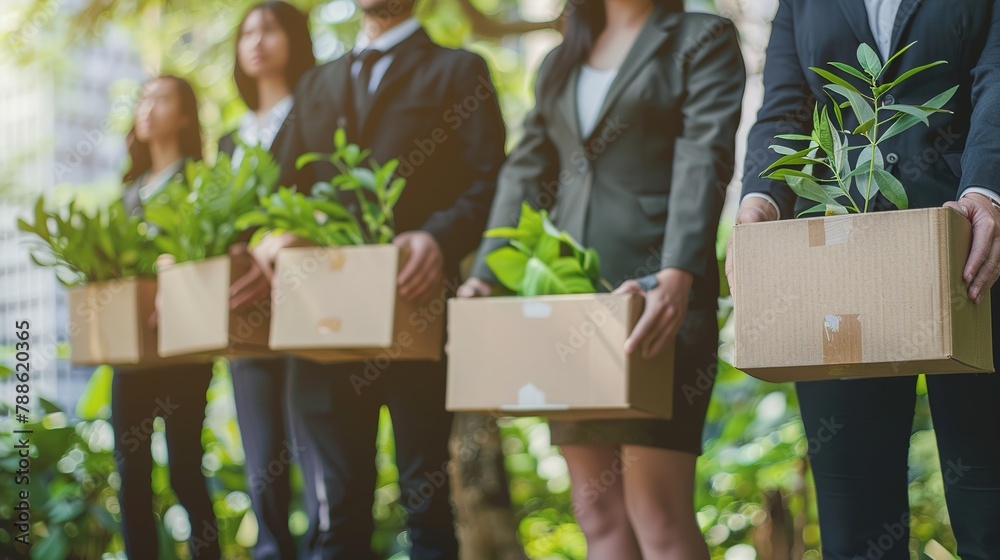 CSR corporate social responsibility. Business people holding box ...