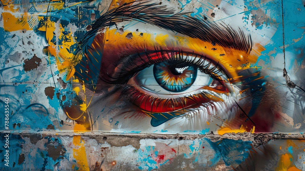 Eye street art background, graf, grafiti, paint, wal, modern background ...