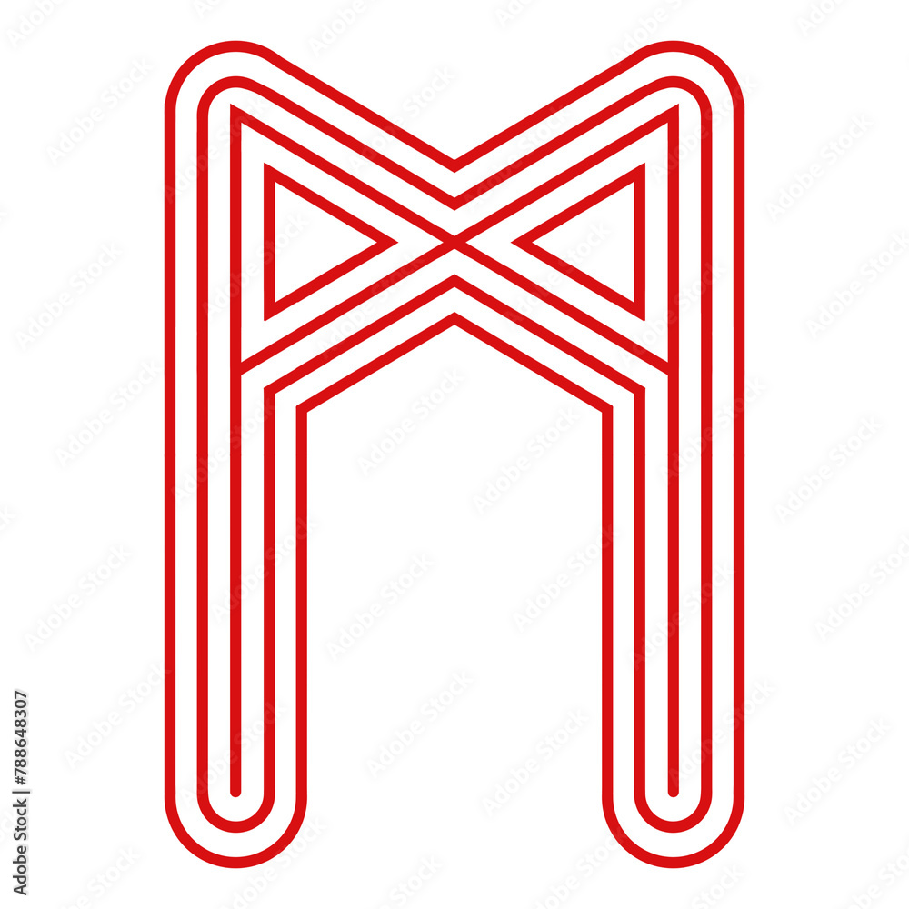 Rune Mannaz, a symbol of cooperation and relationship Stock Photo ...