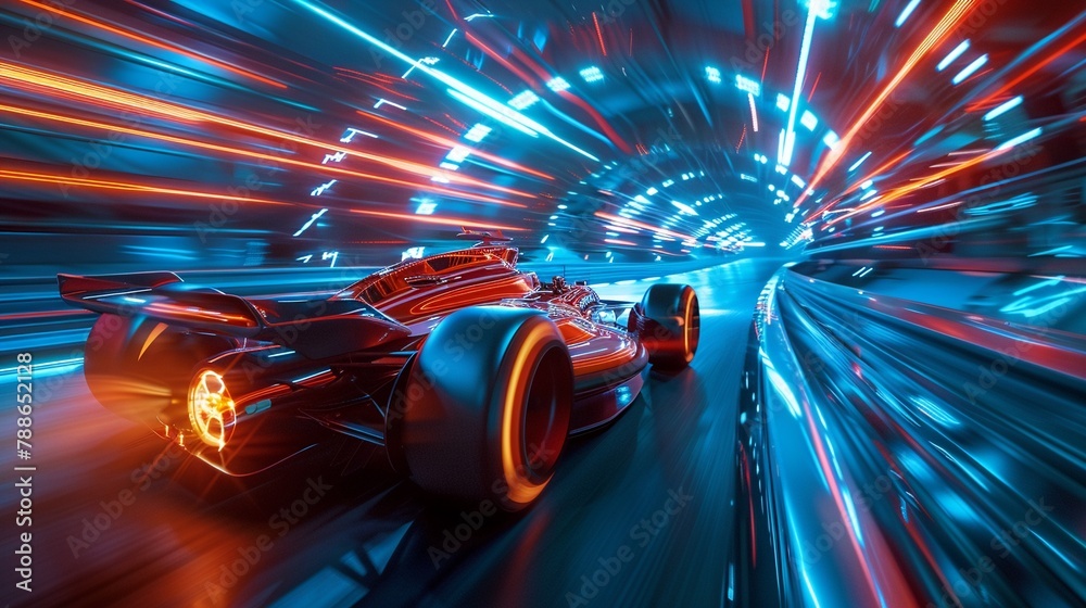 Drivers Perspective Illustrate the view from inside a futuristic race ...