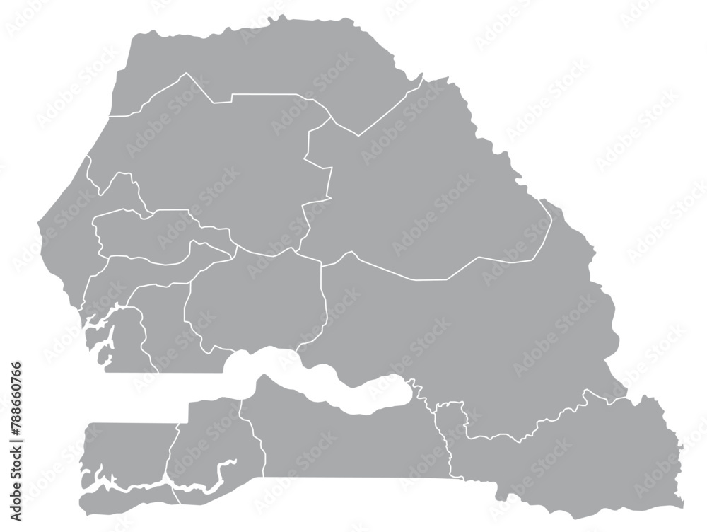 Outline of the map of Senegal with regions Stock Vector | Adobe Stock