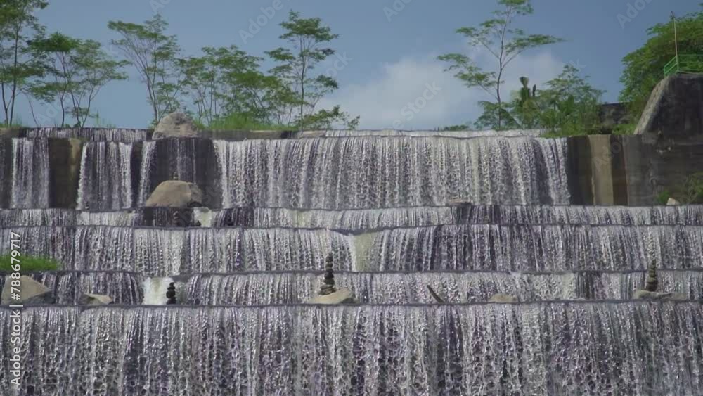 Vidéo Stock Sabo Dam is very large with a six-level dam and is now fed ...