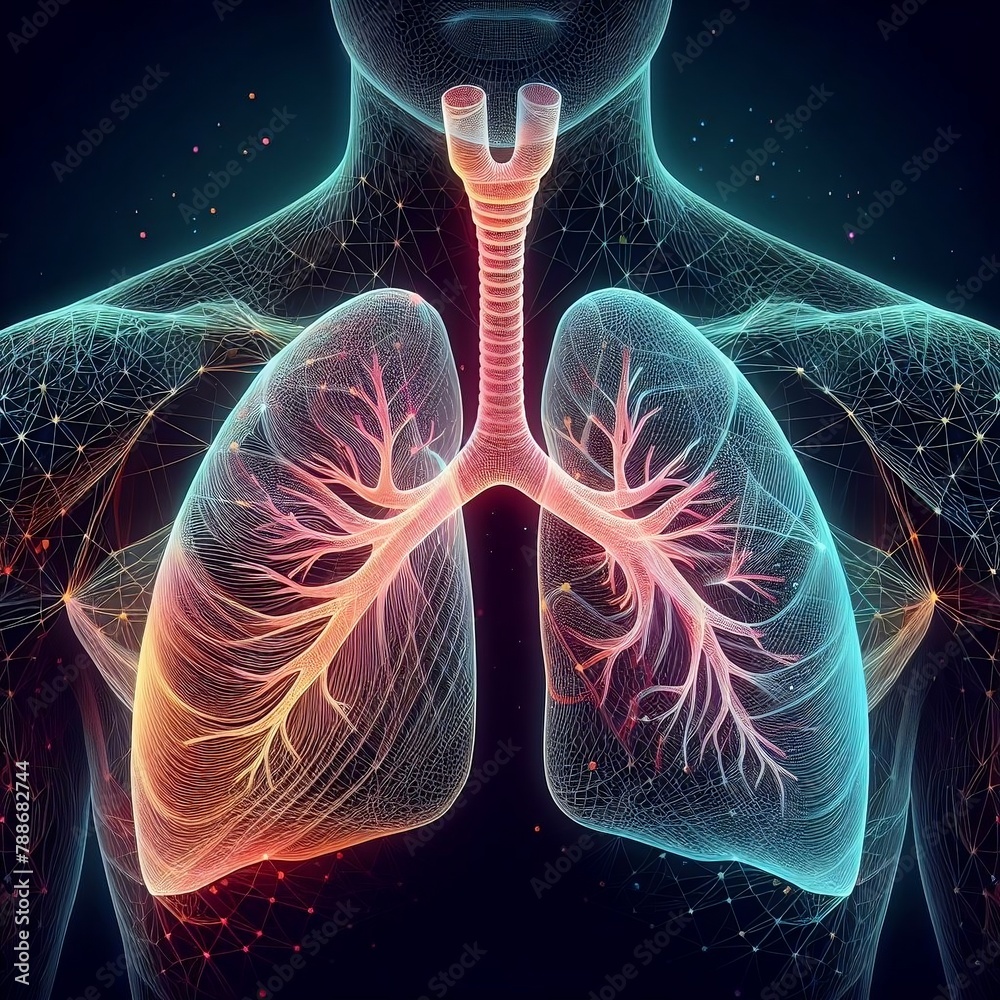 Vector human bronchi lungs anatomy structure with abstract 3d geometry ...