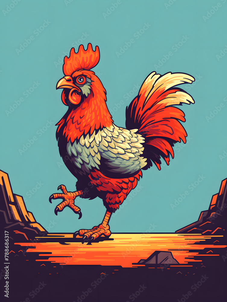8 Bit pixel Rooster, pixel rooster, rooster chicken, 8 bit pixel ...